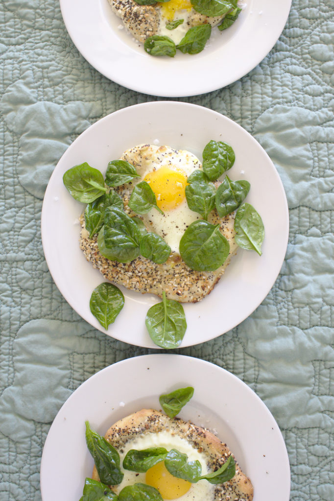 NYC Mini Breakfast Bagel Pizzas | The Frayed Apron