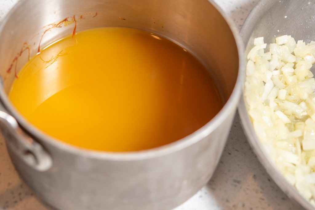 Saffron Risotto with Clams and Andouille Sausage | The Frayed Apron